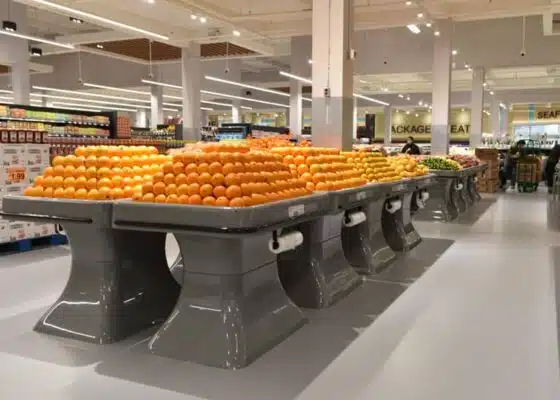 Fruit & Veg Produce Display Tables: Supermarket & Grocery Store Fruit ...